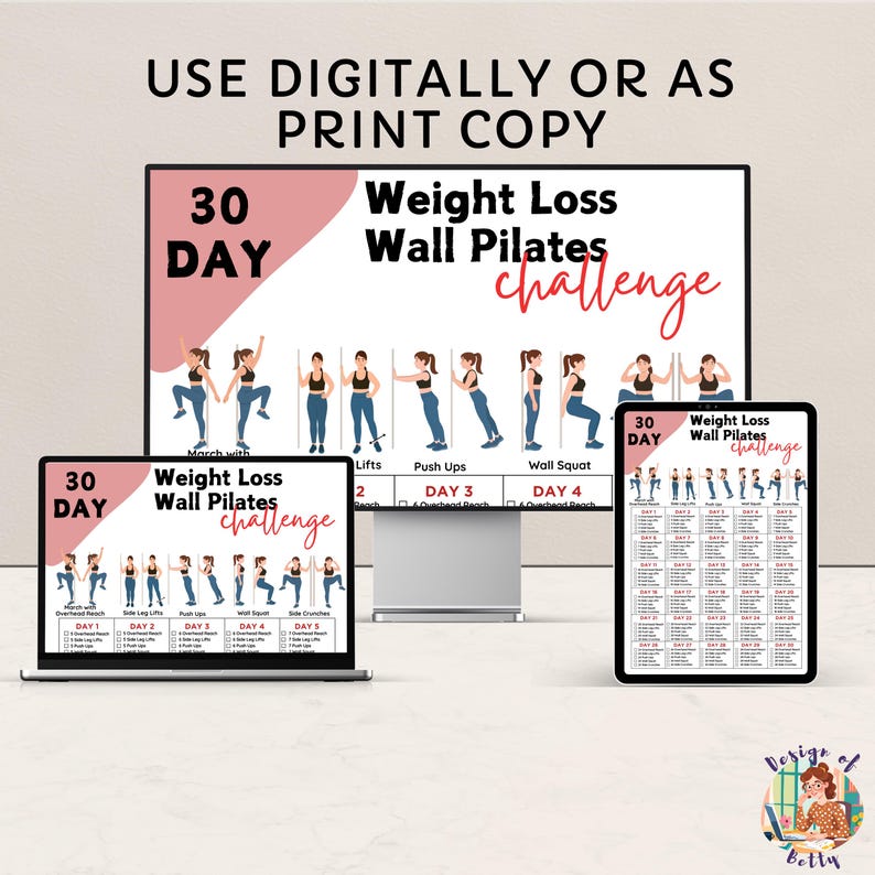 30-day Wall Pilates Challenge, Wall Workout Bundle, Wall Exercise, Wall ...