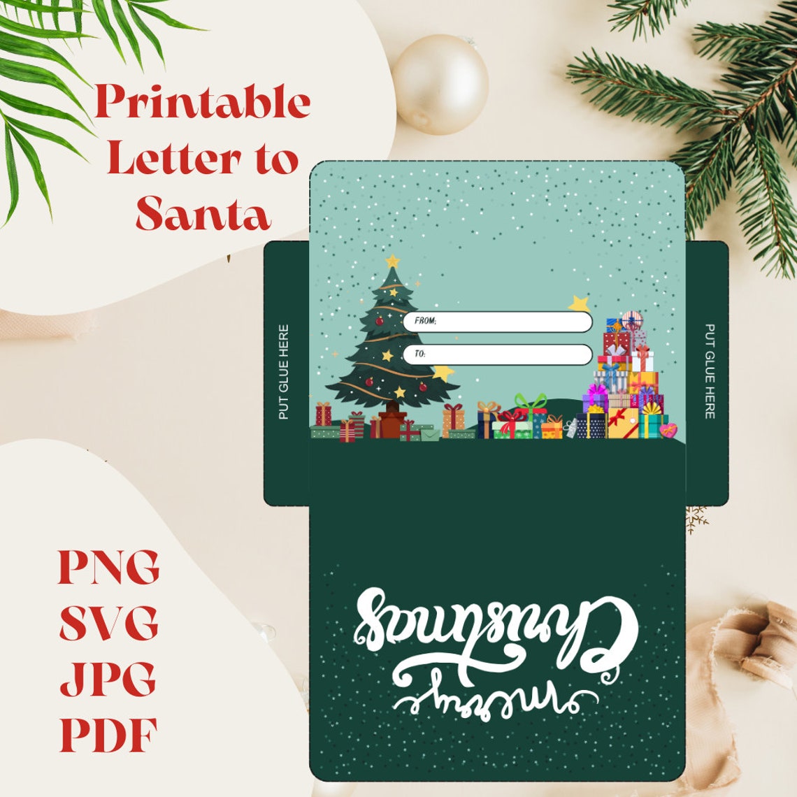 Envelope for Letter to Santa PRINTABLE Pdf, Png, Jpg,svg, Printable ...