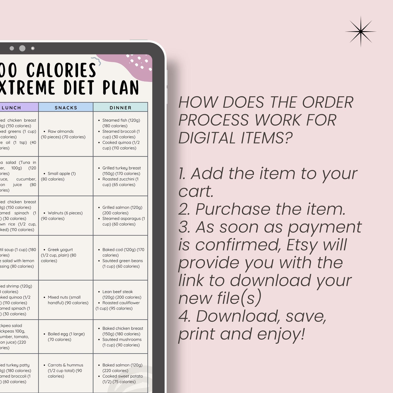 1000 Calories Extreme Diet Plan, Dietitian Low Calorie Diet Planner for ...
