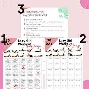 30-day Lazy Girl Workout Challenge, Home Fitness Planner, Easy to ...
