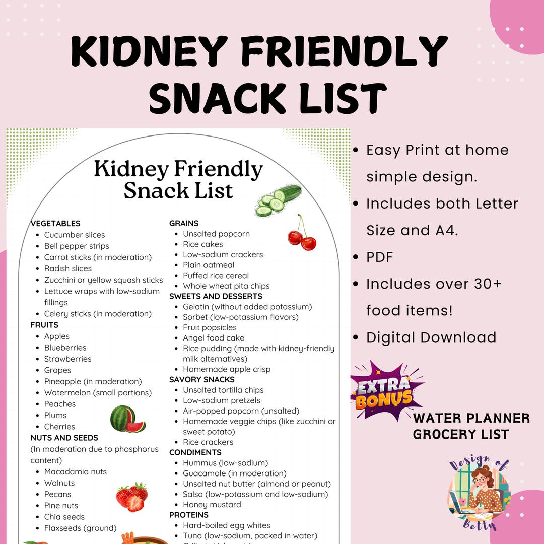 Kidney Friendly Snack List, Stage 4 Kidney Disease Snack Ideas for ...