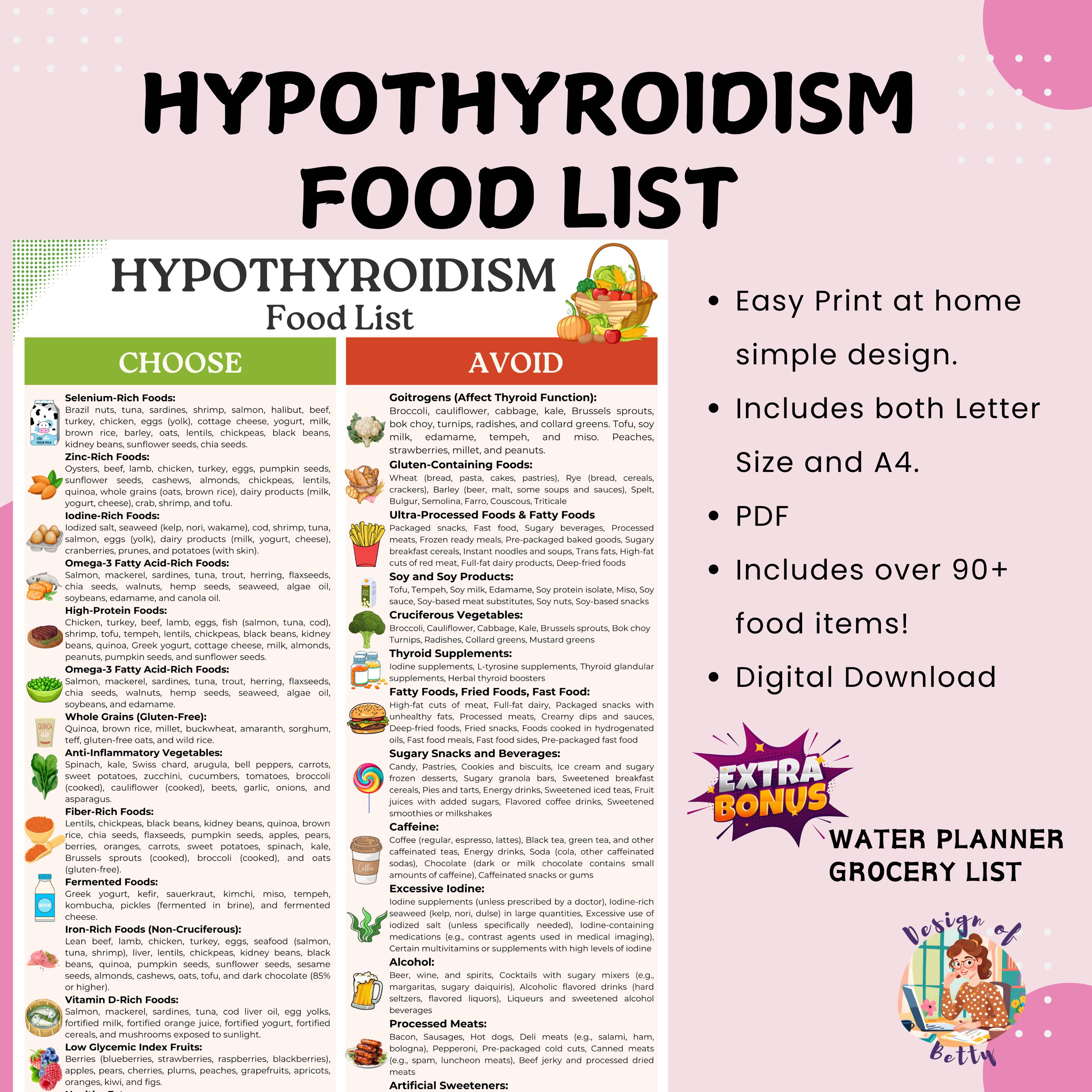 Hypothyroidism Grocery List for Hypothyroidism Diet Meal Plan, Weight ...