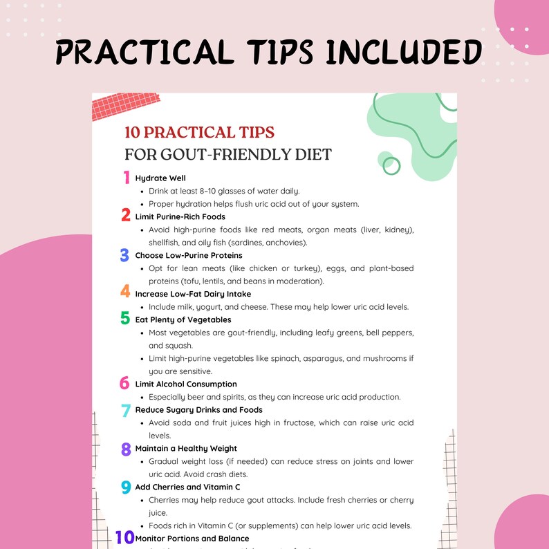Gout Food List and Diet Cheat Sheet, Low Purine Foods or Low Uric Acid ...