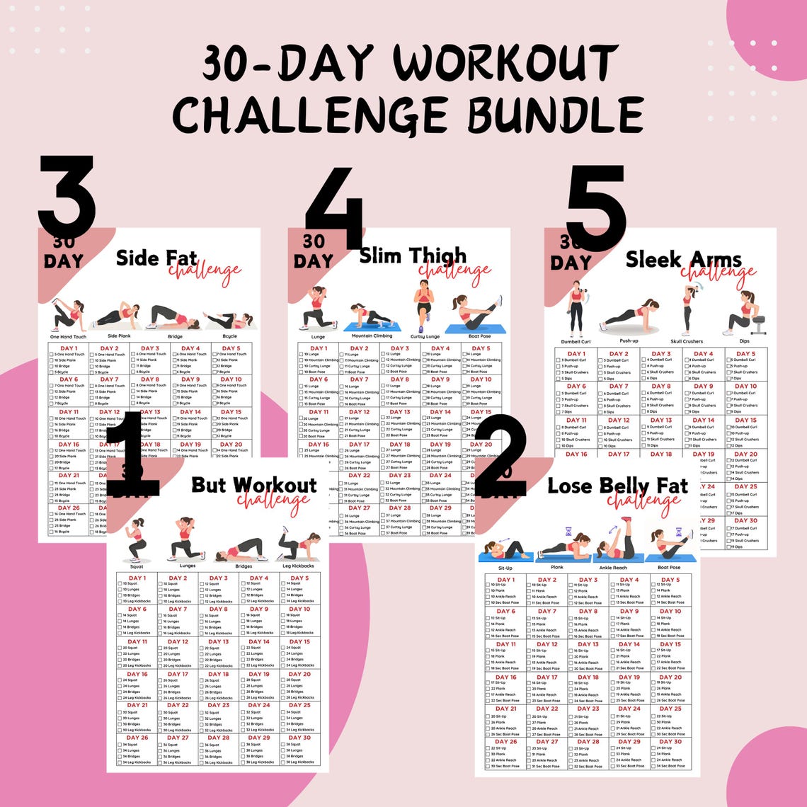 30-day Home Workout Challenge, 30 Day Chair Workout Bundle Printable ...