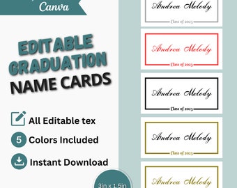 Editable Graduation Name Card Template, Printable Class 2024 Graduation ...