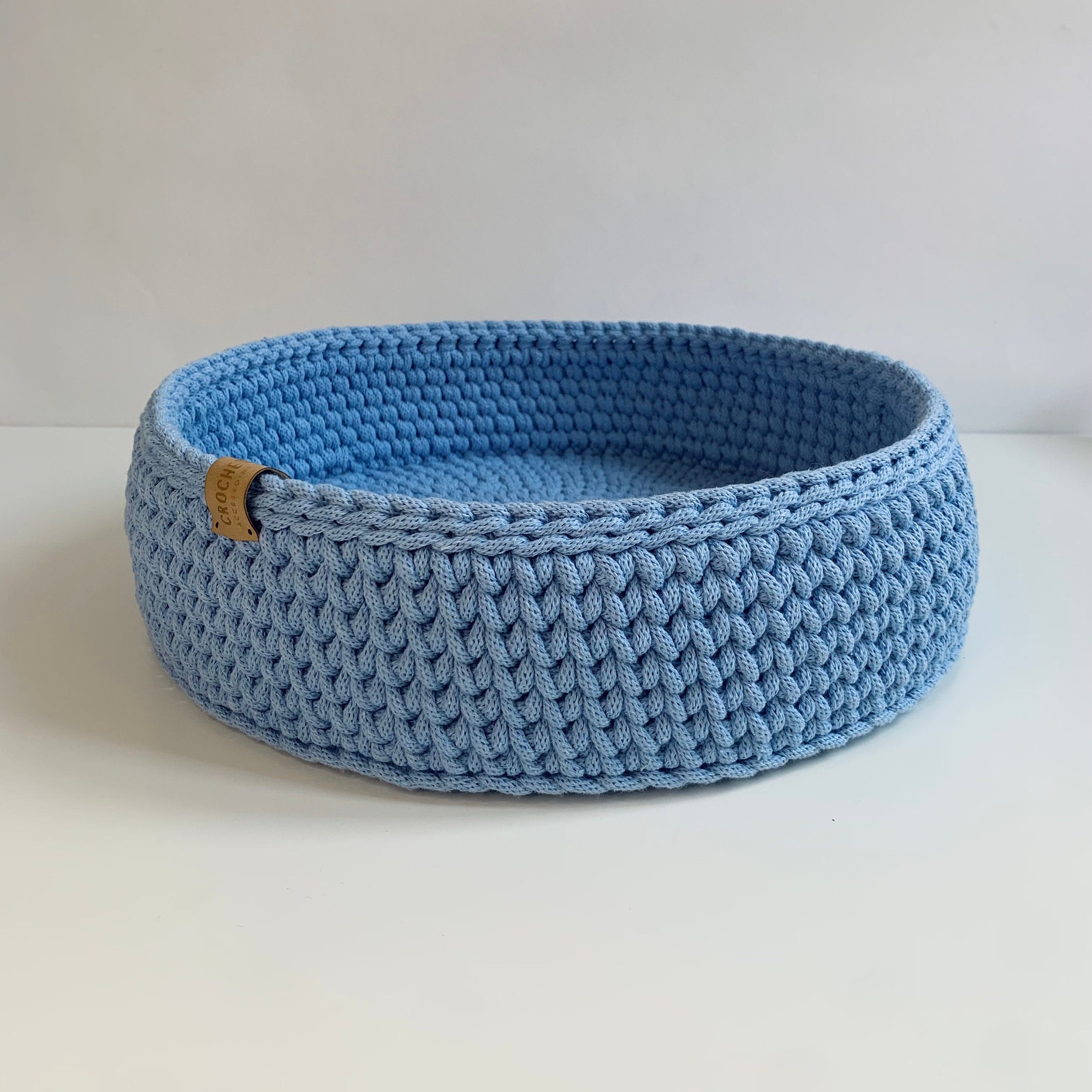 Blue Cat Basket / Handmade Cat Basket / Crochet Cat Basket / Cat Bed ...