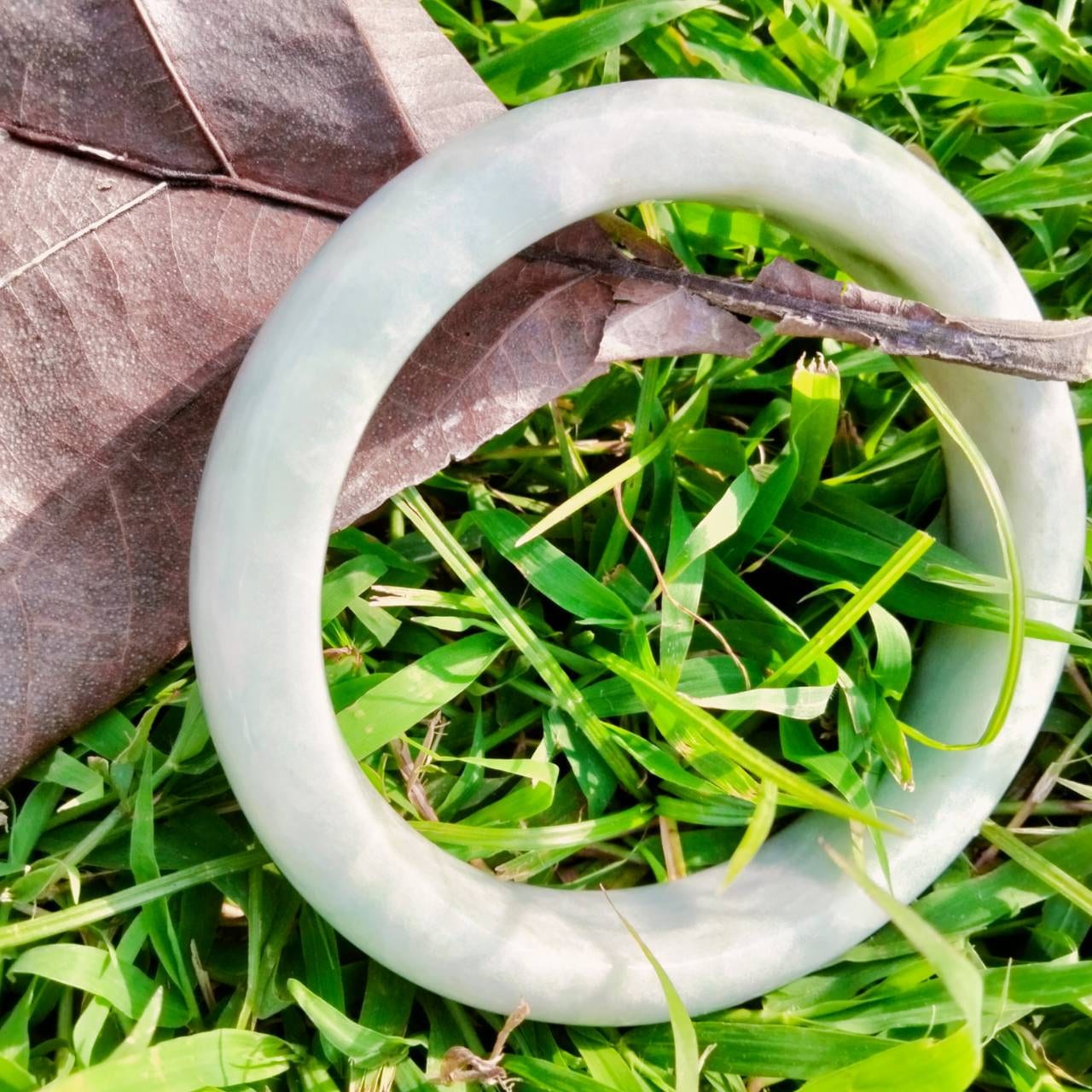 Burmese White Jadeite Bangle Bracelet - 56mm - Etsy