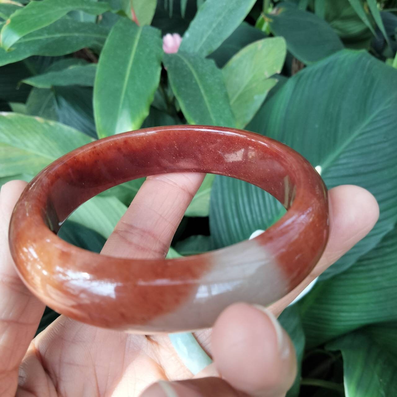 Natural Burmese Honey Jade Bangle Jadeite Type A Brown White Inner 58 ...