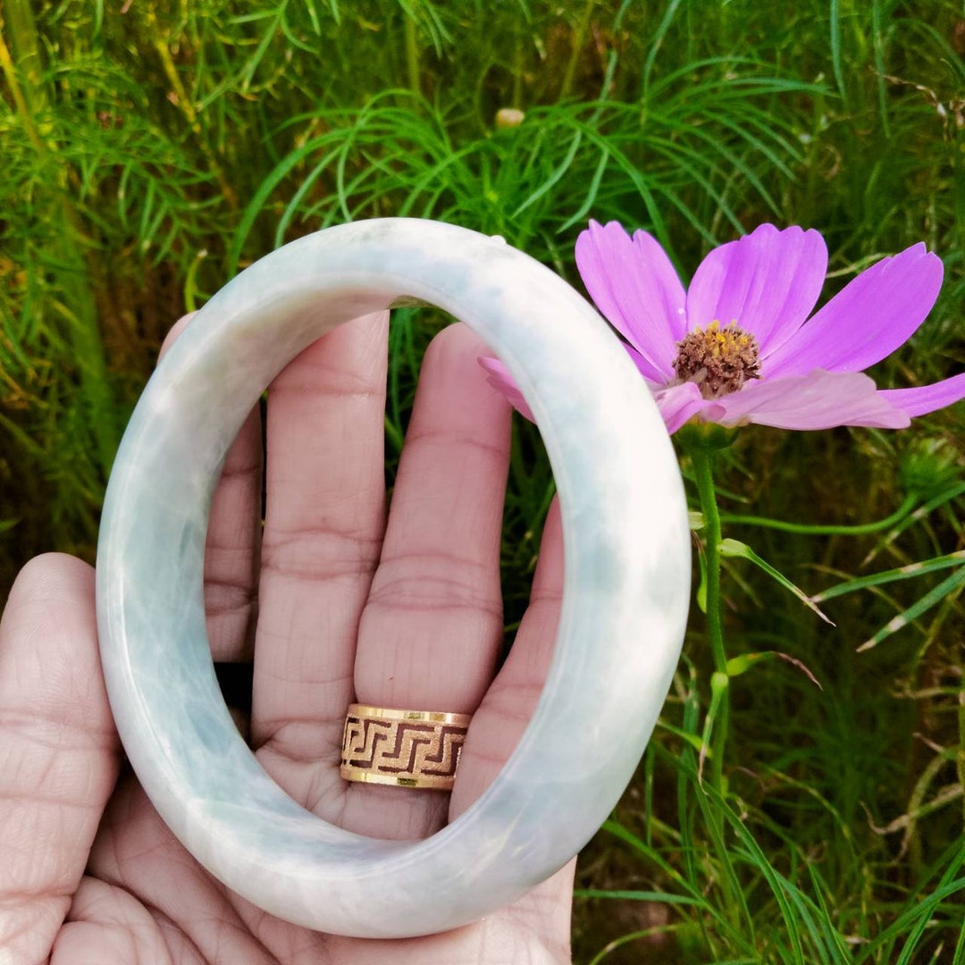Burmese White Jadeite Bangle Bracelet - 56mm - Etsy