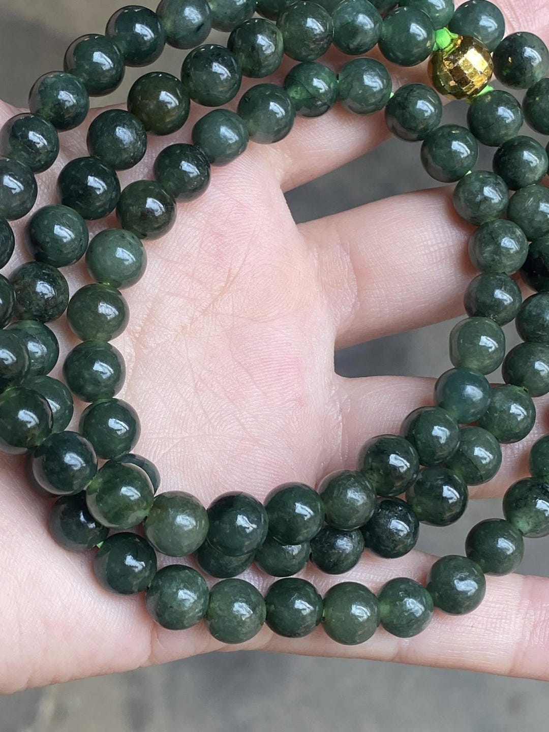 Burmese Jade Necklace Burma Green Jadeite Type A Size 7.5mm Length 24 ...