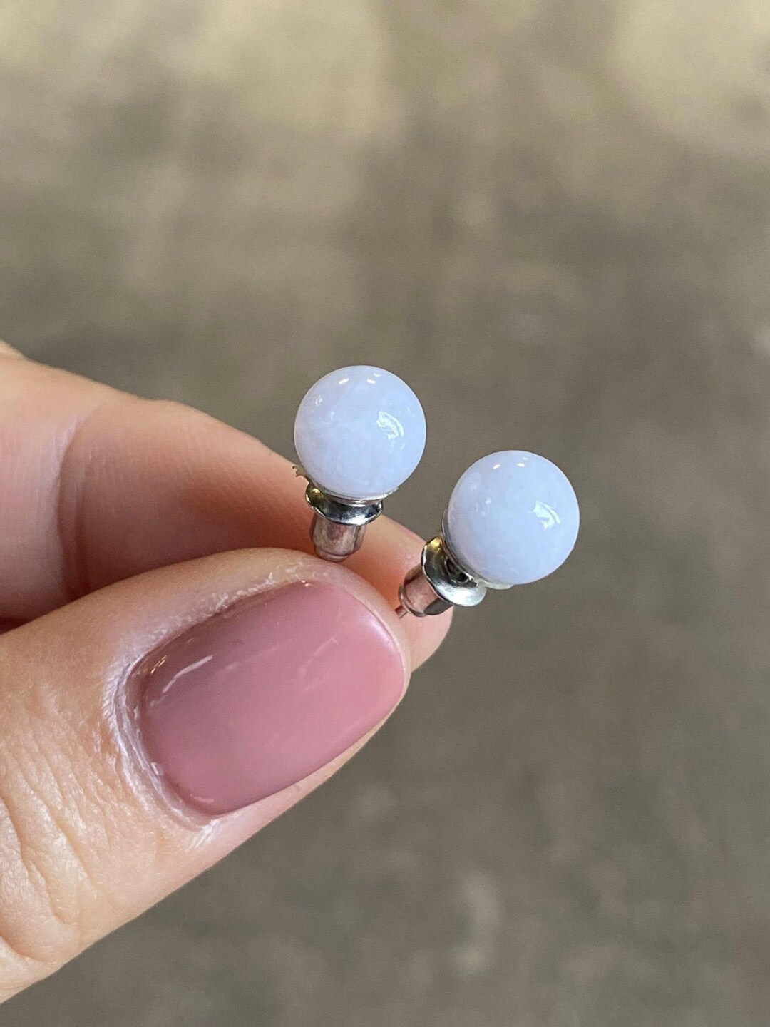 Burmese White Jade Earrings, 925 Silver Round Studs - Etsy