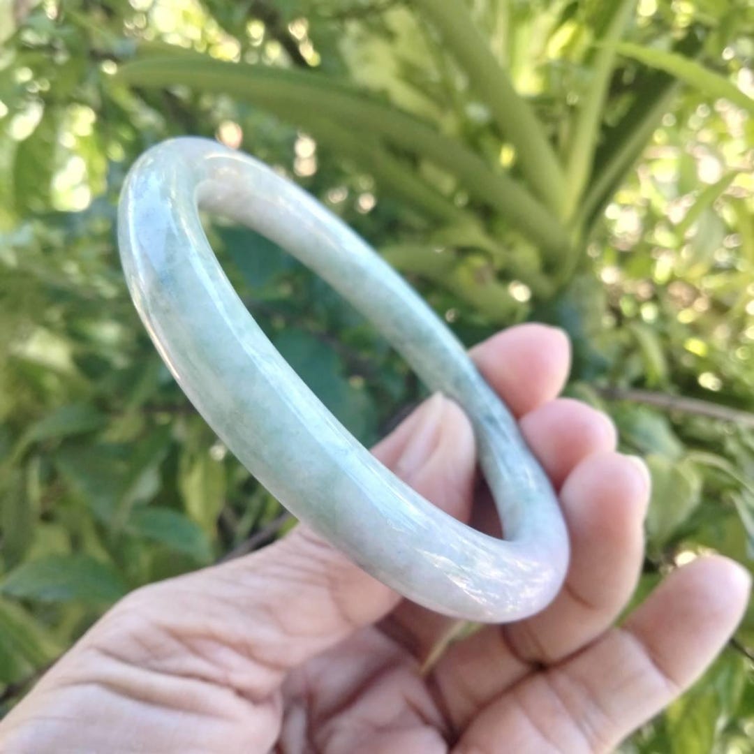 Burmese Jade Bangle Jadeite Type A Apple Green Lavender Donut Shape ...