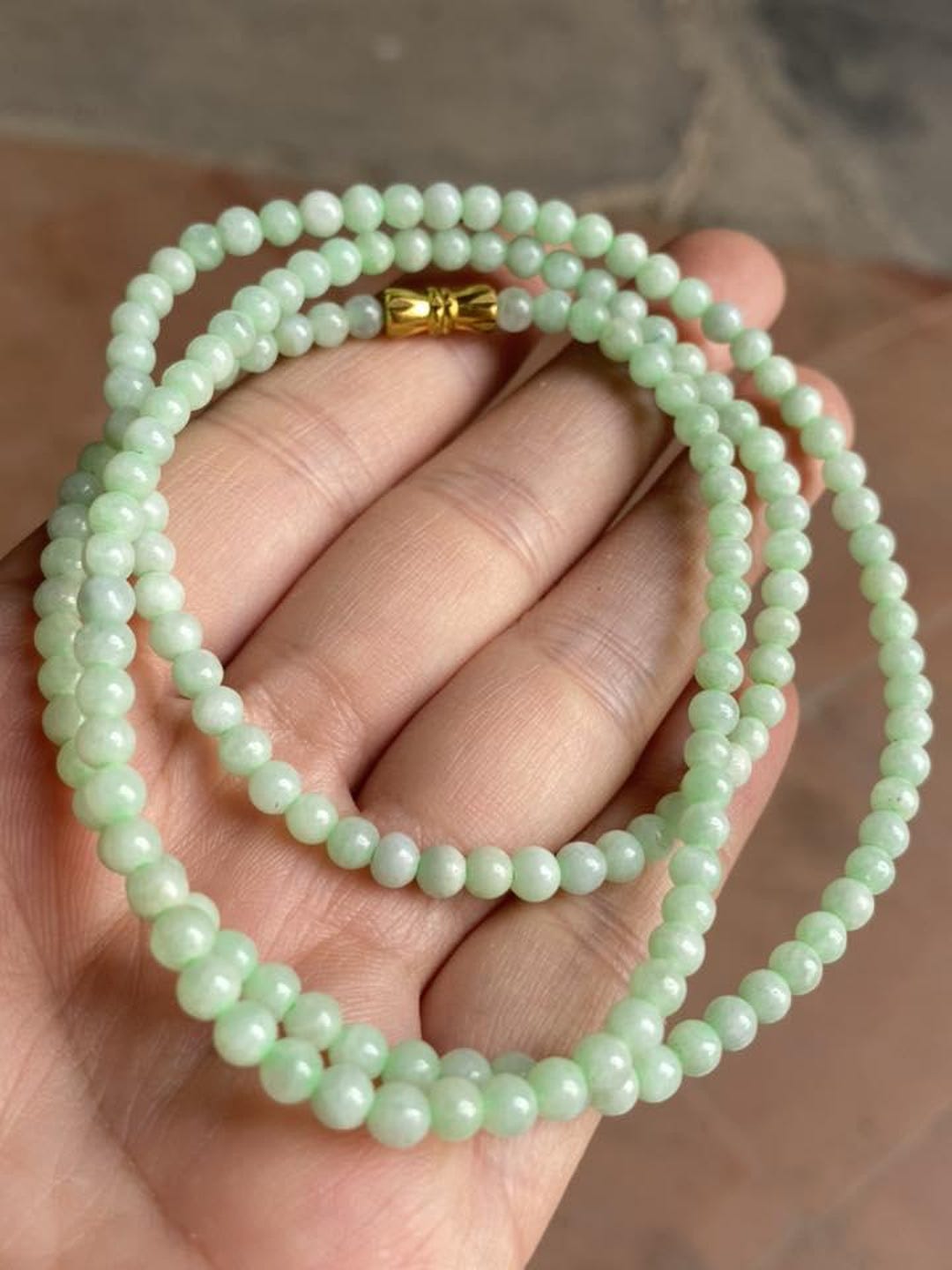Burmese Jadeite Necklace Type A White Greenish Because of the Rope Jade ...