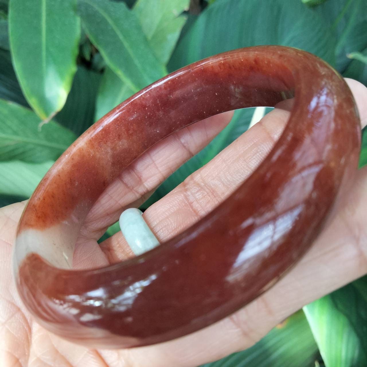 Natural Burmese Honey Jade Bangle Jadeite Type A Brown White Inner 58 ...