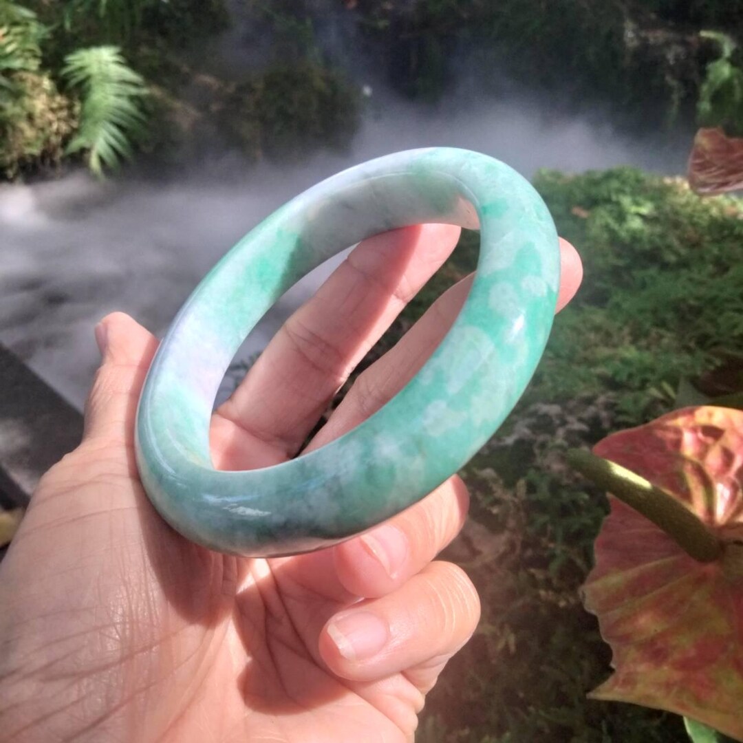 Rare Large Size Burmese Jade Bangle Apple Green Lavender No Flaws Size ...