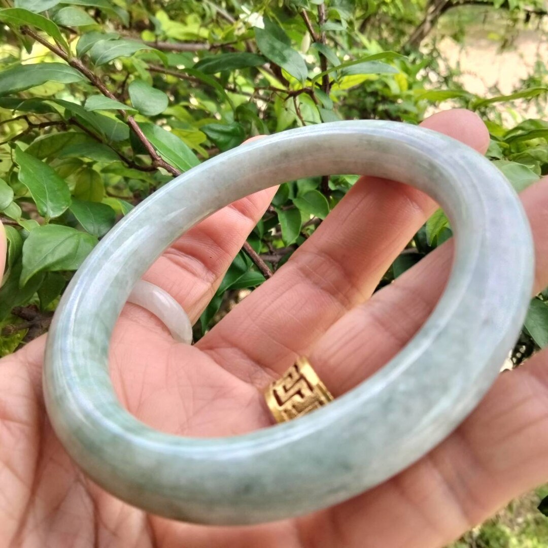 Burmese Jade Bangle, Greenish White Donut Shape (61.2 Mm) - Etsy