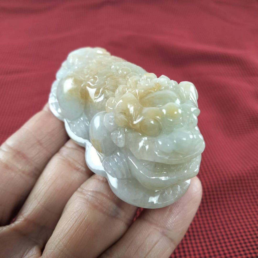 White Honey Burmese Jade Pixiu Pendant: Auspicious Animal Charm - Etsy