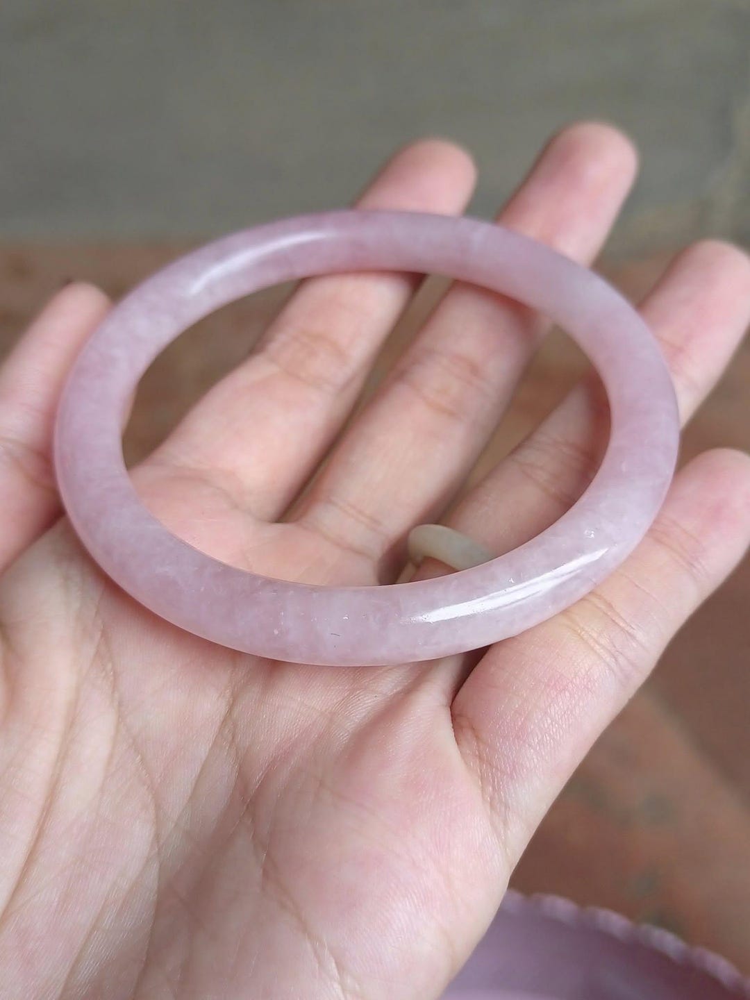 Pink Rose Quartz Bangle, Donut Shape, 59 Mm - Etsy