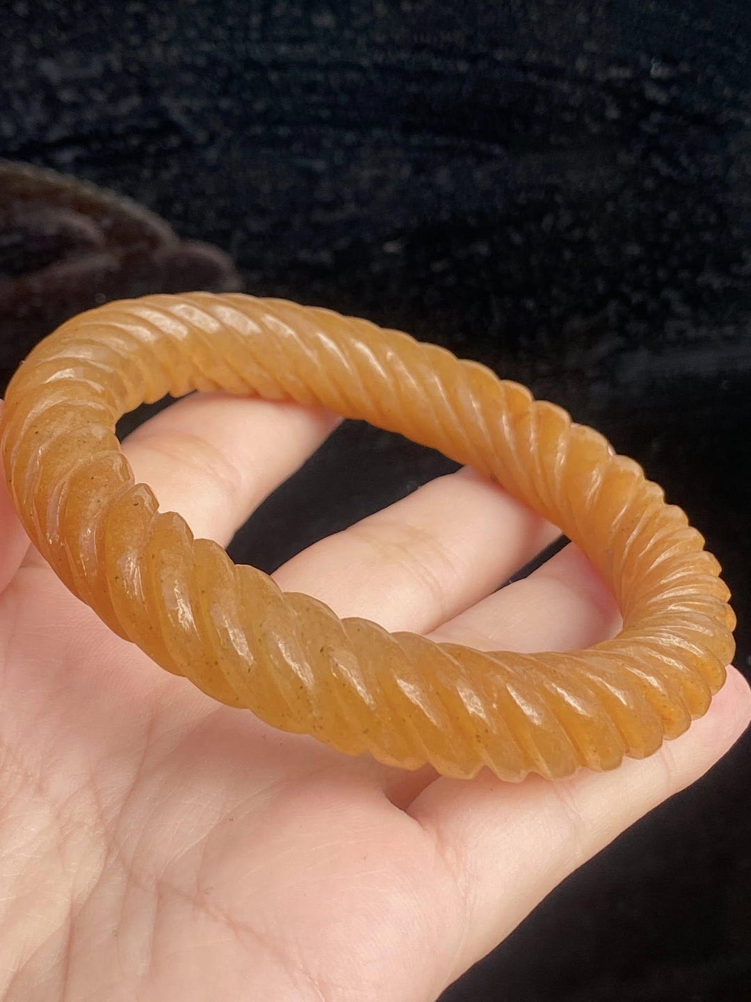 Honey Jade Bangle Donut Shape With Twisted Pattern Size 57 Mm. - Etsy