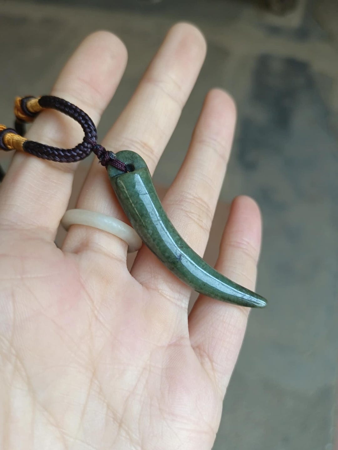 Burmese Green Jade Pendant, Carved Tiger Tooth Design - Etsy