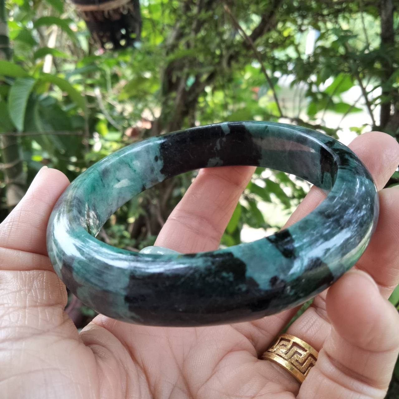 Burmese Jade Bangle Jadeite Type A Flat Belly Shape Natural Jadeite ...
