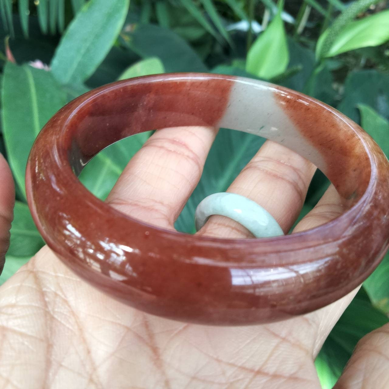 Natural Burmese Honey Jade Bangle Jadeite Type A Brown White Inner 58 ...