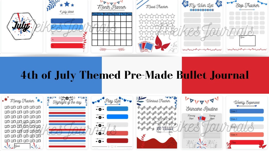 July Themed Bullet Journal - Etsy