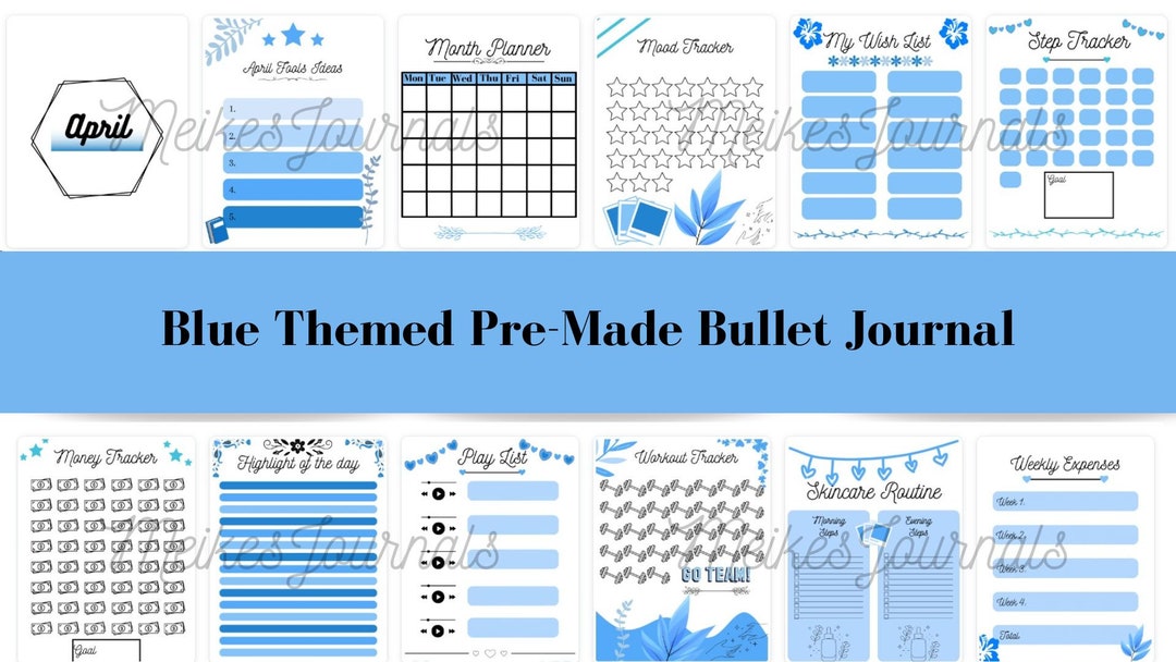April Blue Themed Bullet Journal - Etsy
