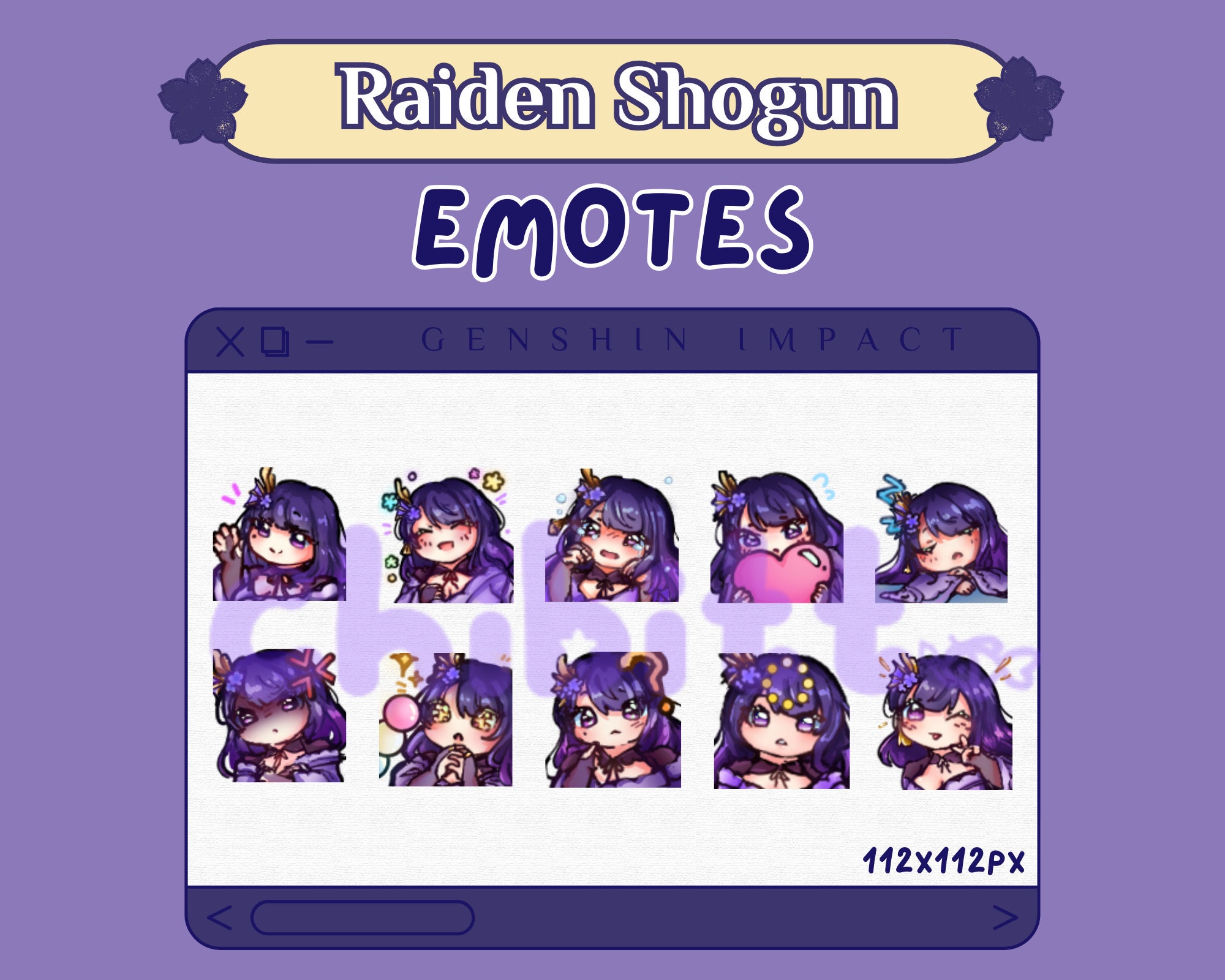 Raiden Shogun Genshin Impact Twitch Discord Emote Pack with a BONUS ... Raiden Shogun Genshin Impact Twitch Discord Emote Pack with a BONUS ...