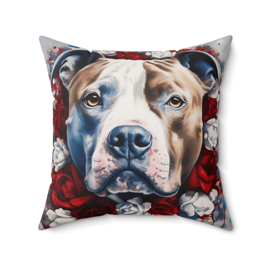 Pretty Pittie Pitbull Wreath of Roses Love Valentines Day Dog Polyester ...