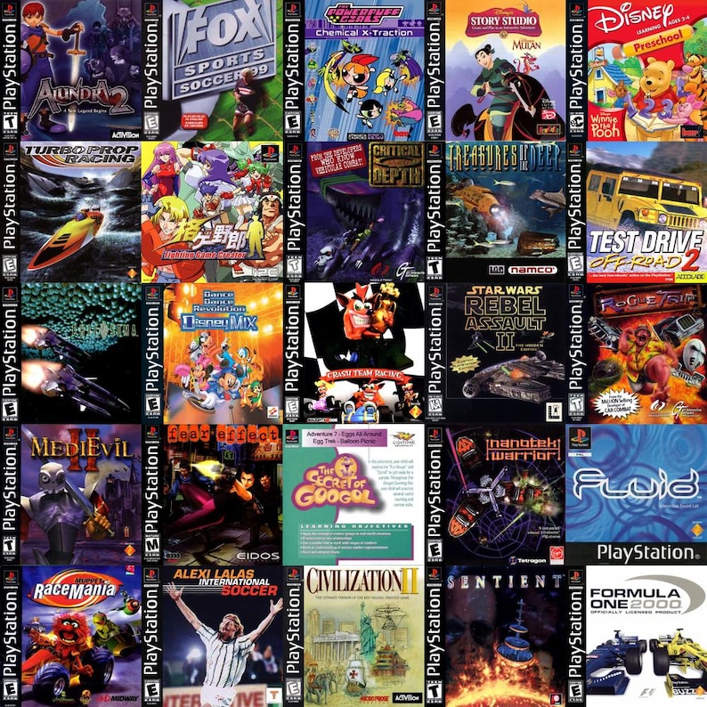 1500+ Vintage PS1 Game Covers | Retro Playstation Art (digital Download ...