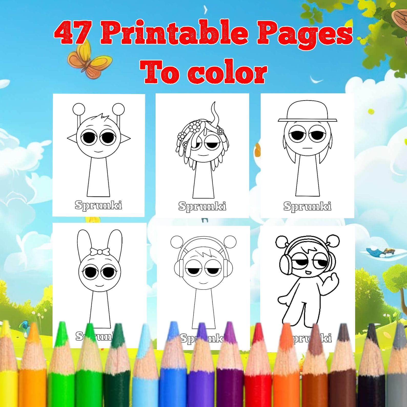4K Sprunki Characters Coloring 47 Pages Ready to Print for Kids in 4K ...