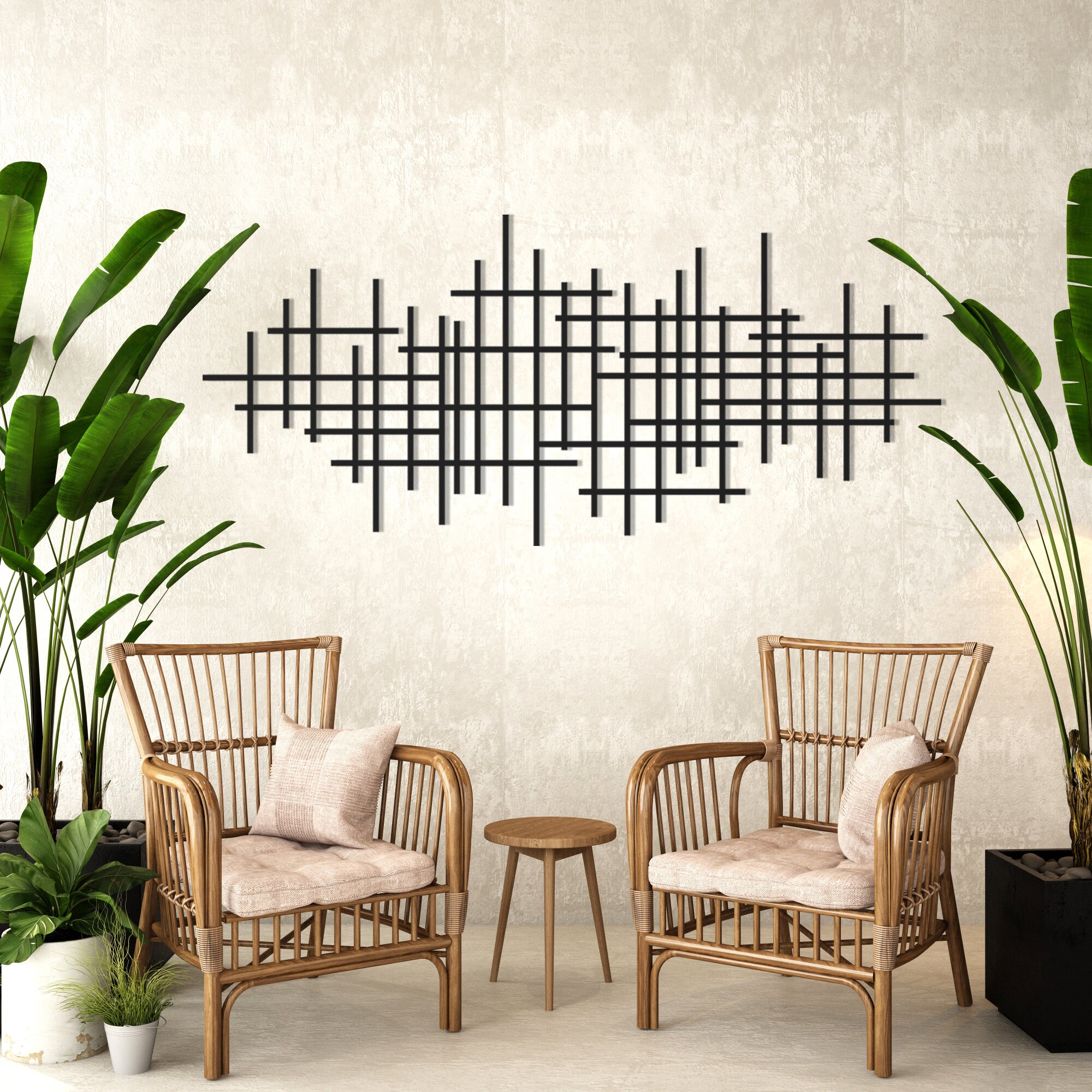 Minimalist Metal Wall Decor, Geometric Metal Wall Art, Abstract Line ...