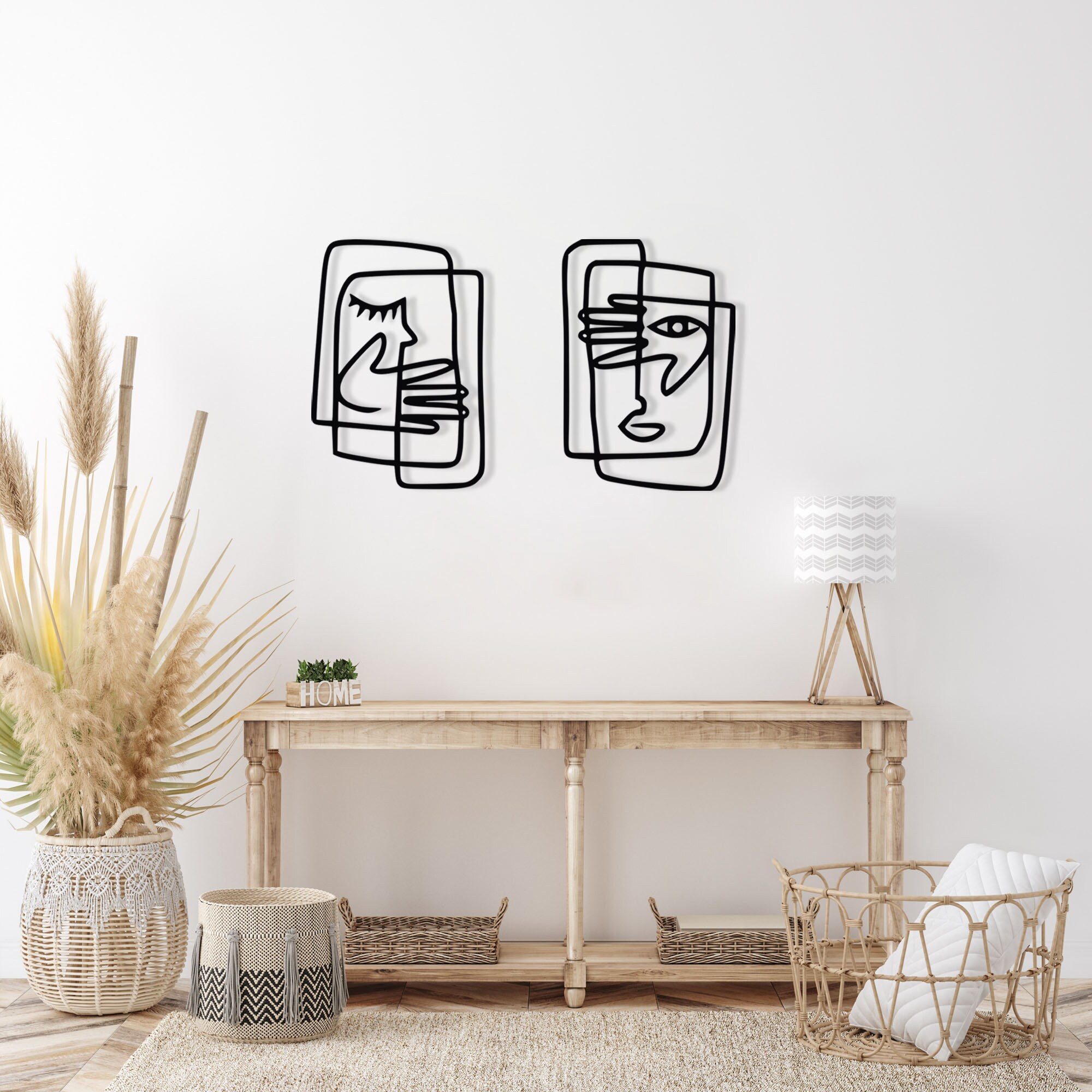 Picasso Line Metal Wall Art, Minimalist Line Wall Decor, Abstract Wall ...
