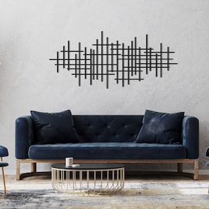 Minimalist Metal Wall Decor, Geometric Metal Wall Art, Abstract Line ...