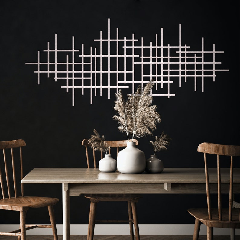 Minimalist Metal Wall Decor, Geometric Metal Wall Art, Abstract Line ...