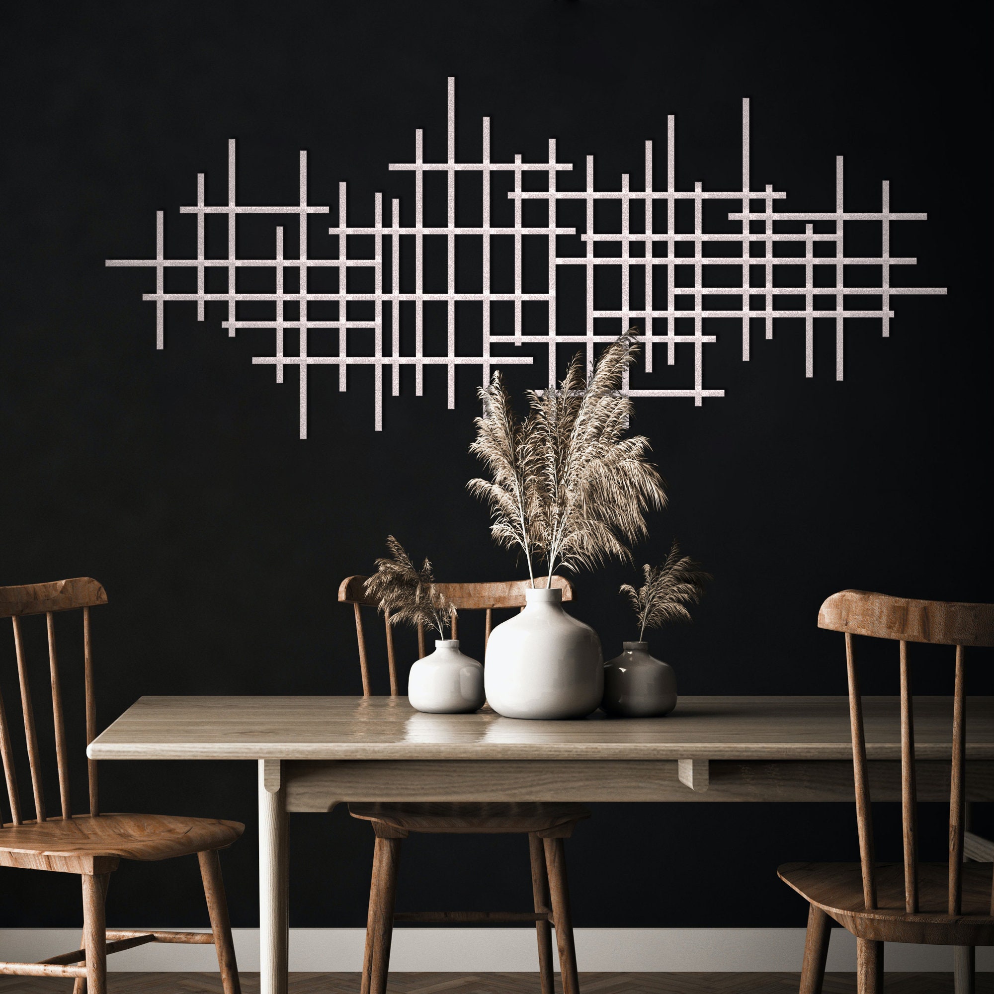 Minimalist Metal Wall Decor, Geometric Metal Wall Art, Abstract Line ...