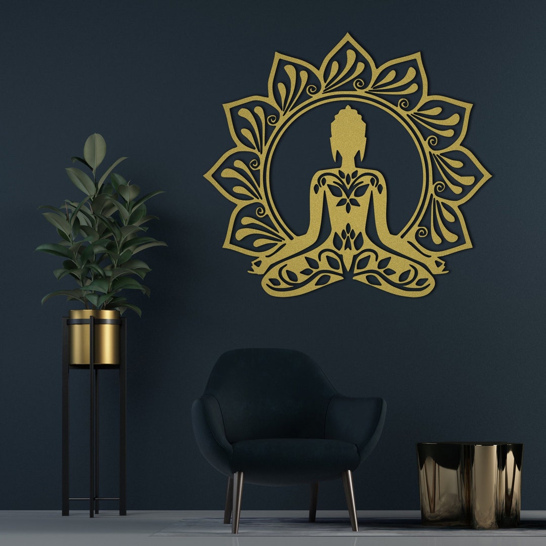 Buddha Metal Wall Art, Meditation Wall Decor, Metal Sculpture, Yoga ...