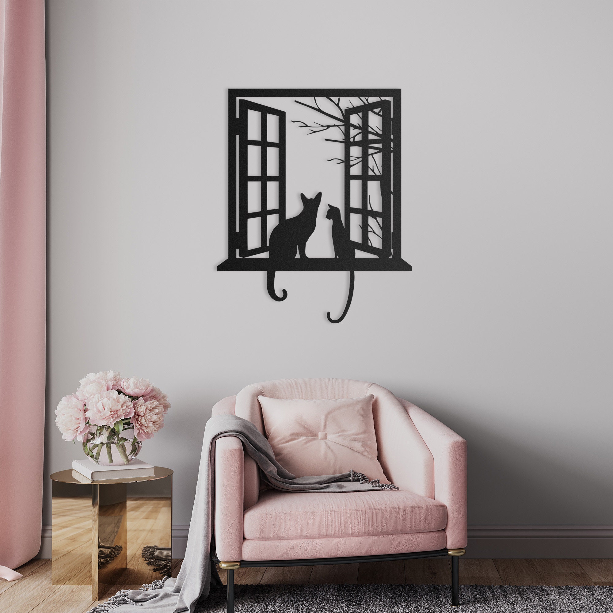 Cat Metal Wall Art, Window and Cat Wall Decor, Cat Wall Art, Cat Lovers ...
