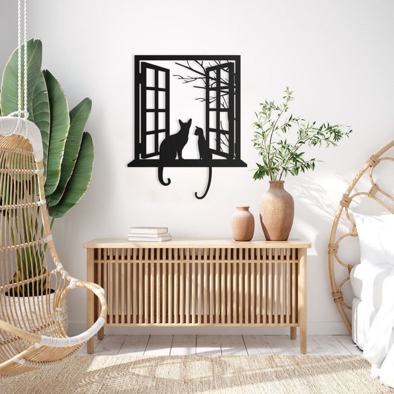 Cat Metal Wall Art, Window and Cat Wall Decor, Cat Wall Art, Cat Lovers ...