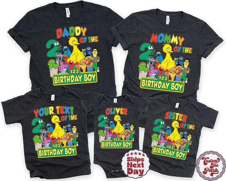 Custom Character Family Birthday Shirt, Sesame St. Family Birthday T ...