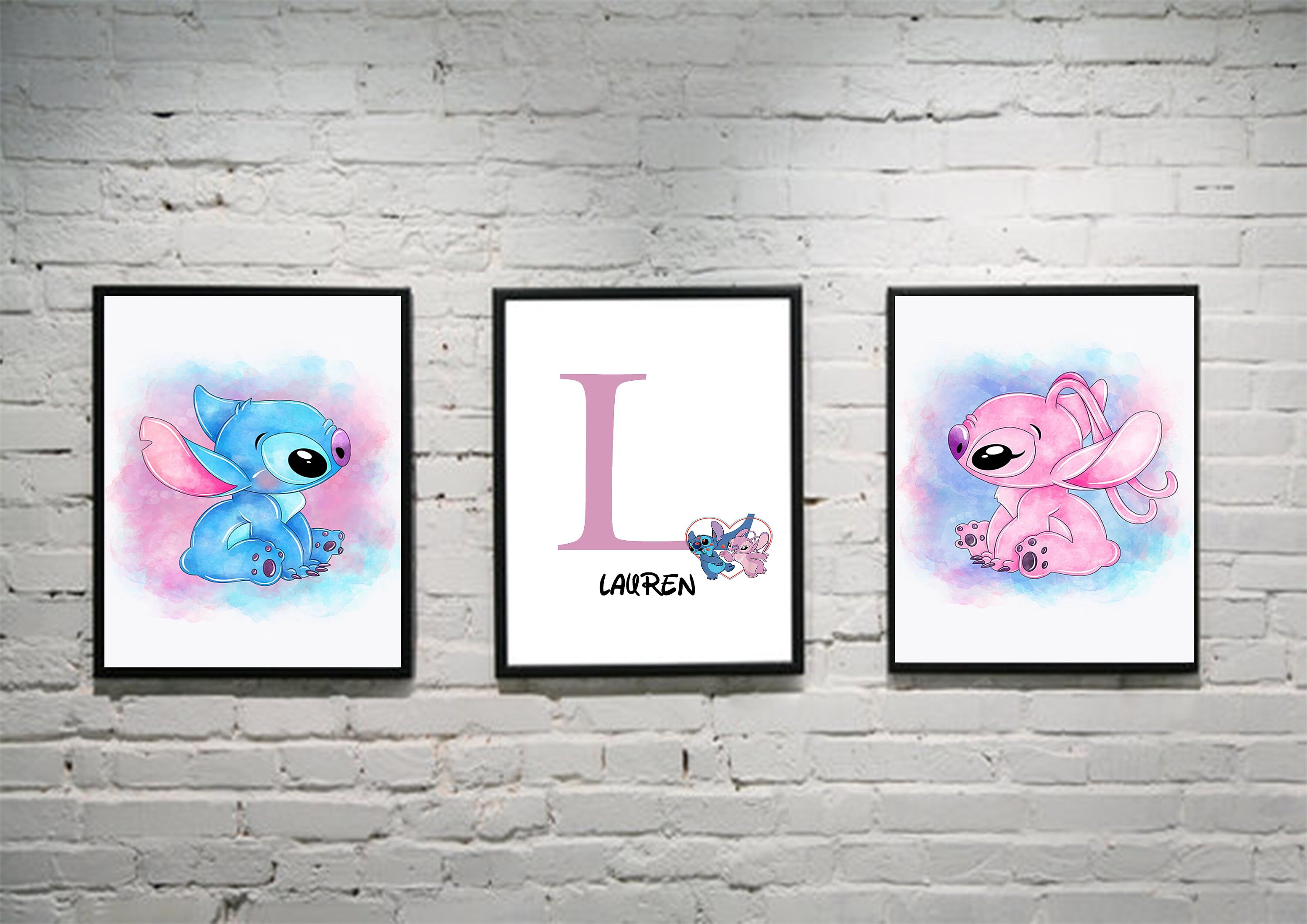Set of 3 Personalised Stitch and Angel Wall Prints - Etsy UK
