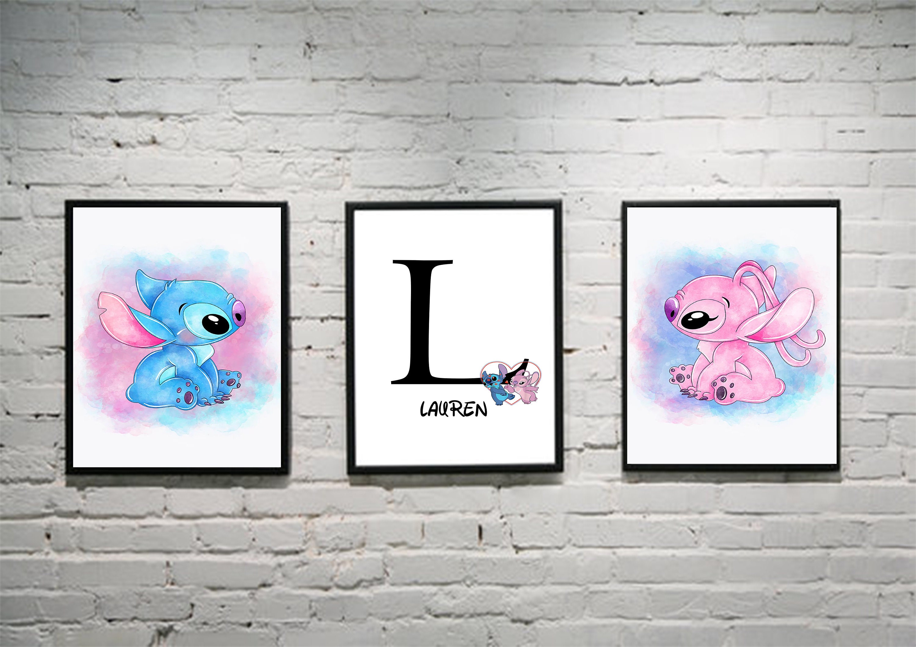 Set of 3 Personalised Stitch and Angel Wall Prints - Etsy UK