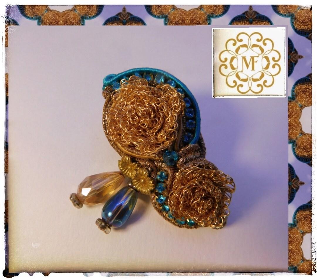 Ring With Golden Thread Flowers - Etsy