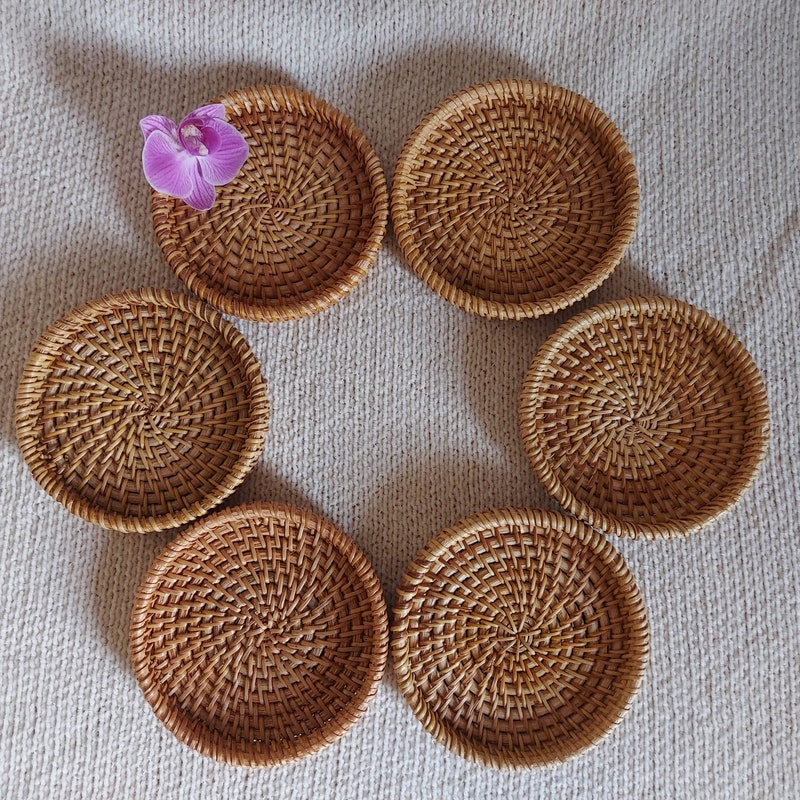 Custom Rattan Coasters - Etsy