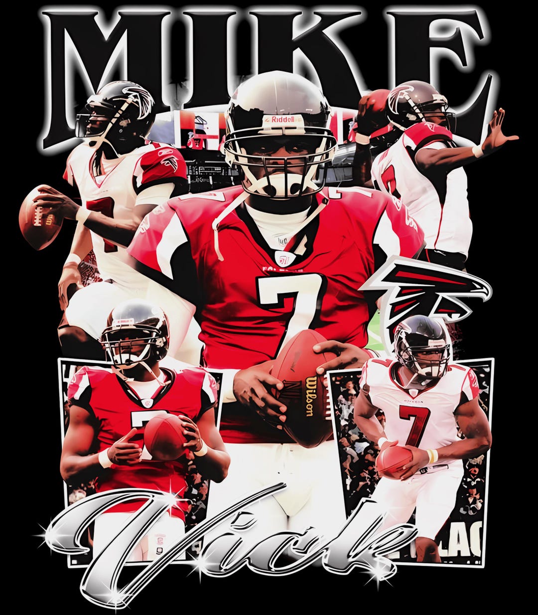 Mike Vick PNG High Quality, Football Vintage Graphic Digital Vintage ...