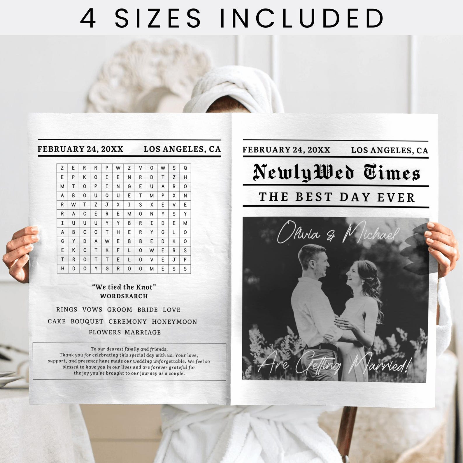Wedding Newspaper Template, Wedding Newspaper Template With Photo ...