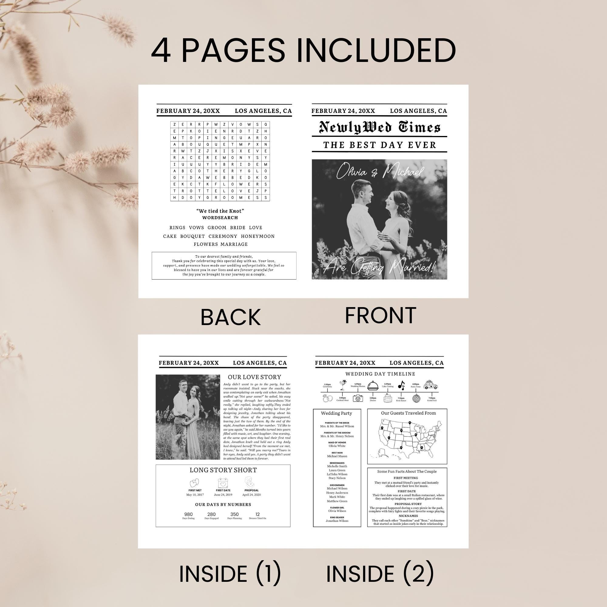 Wedding Newspaper Template, Wedding Newspaper Template With Photo ...