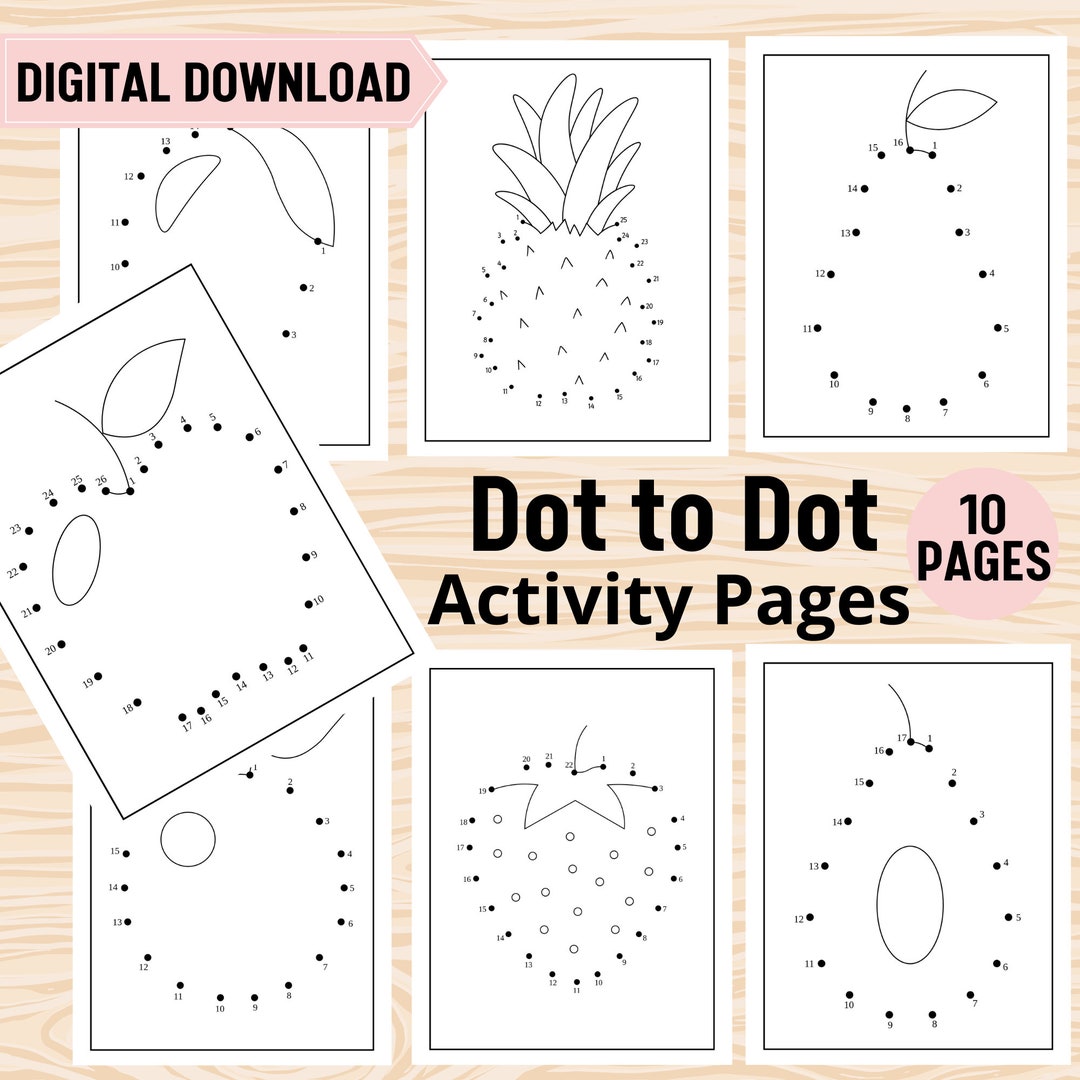 Dot to Dot Fruit Printable for Kids, Connect the Dots,printable ...
