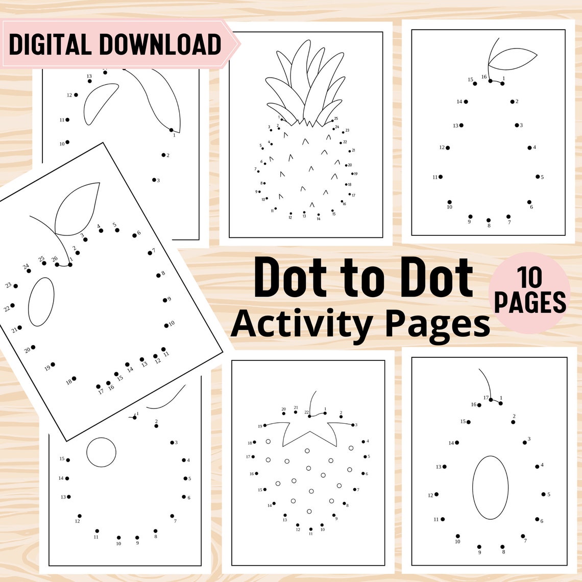 Dot to Dot Fruit Printable for Kids, Connect the Dots,printable ...
